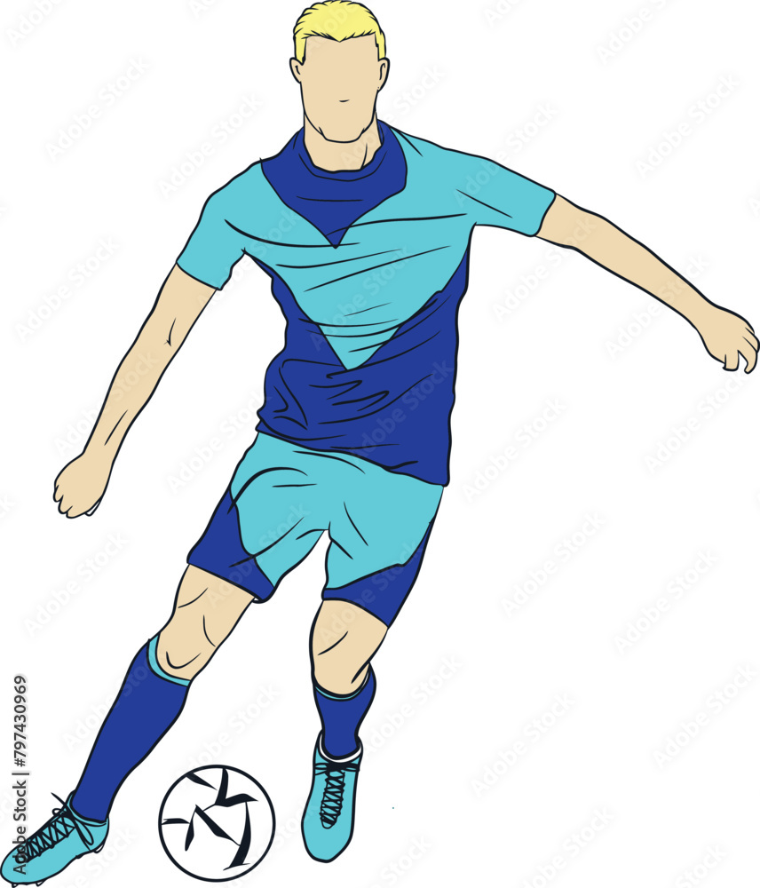 vector soccer player silhouette footballer poster cartoon drawing ...