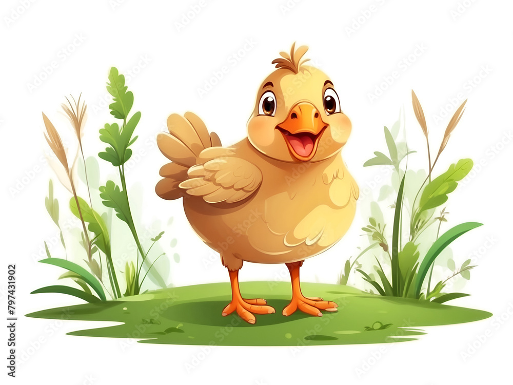 Chicken in cartoon style. Cute Cheep isolated on white background ...