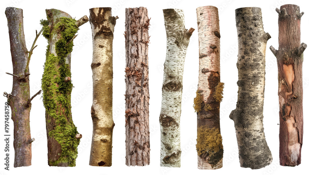 realistic tree trunks with moss and bark transparent background PNG ...