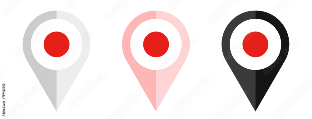 japan map pins icons japanese pinpoint set png nippon flag svg location ...