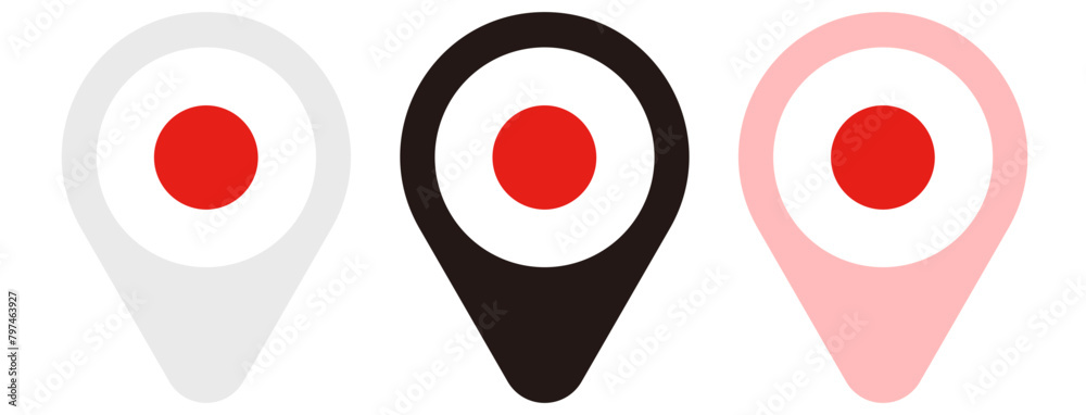 japanese map pins icons japan pinpoint nippon flag kyoto location tokyo ...