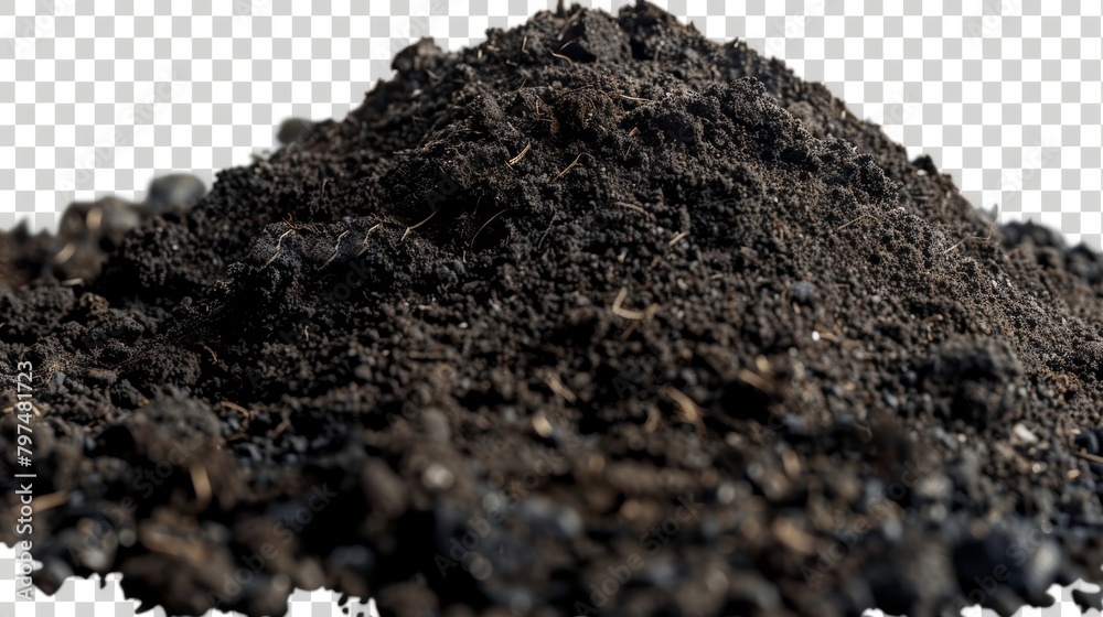 Black soil cutout on transparent background png for landscape design ...