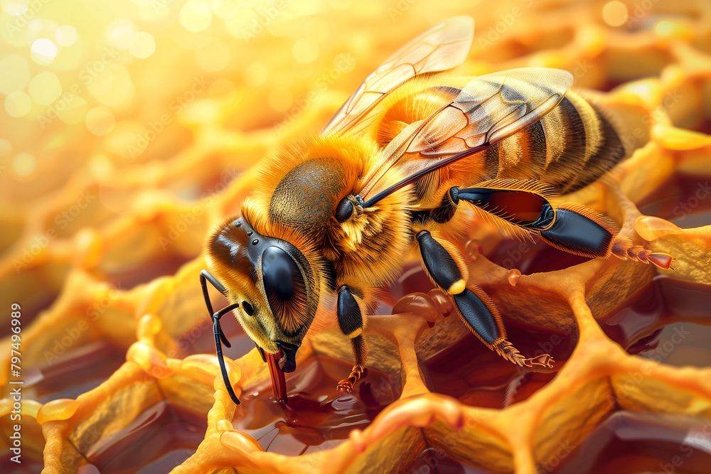 Cartoon Caricature of a Bee. Generated Image. A digital illustration of ...