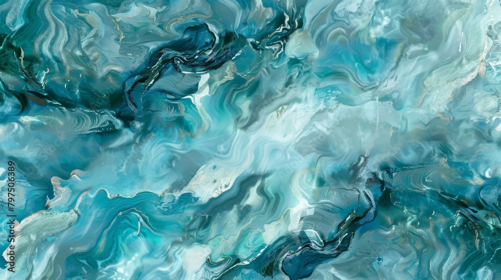 Marbled textures in blues and greens imitating the smoothness of ...