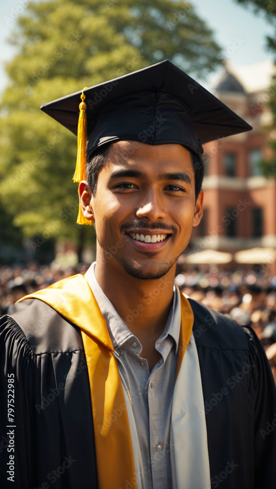 graduation celebration, wearing a toga and graduating from university ...