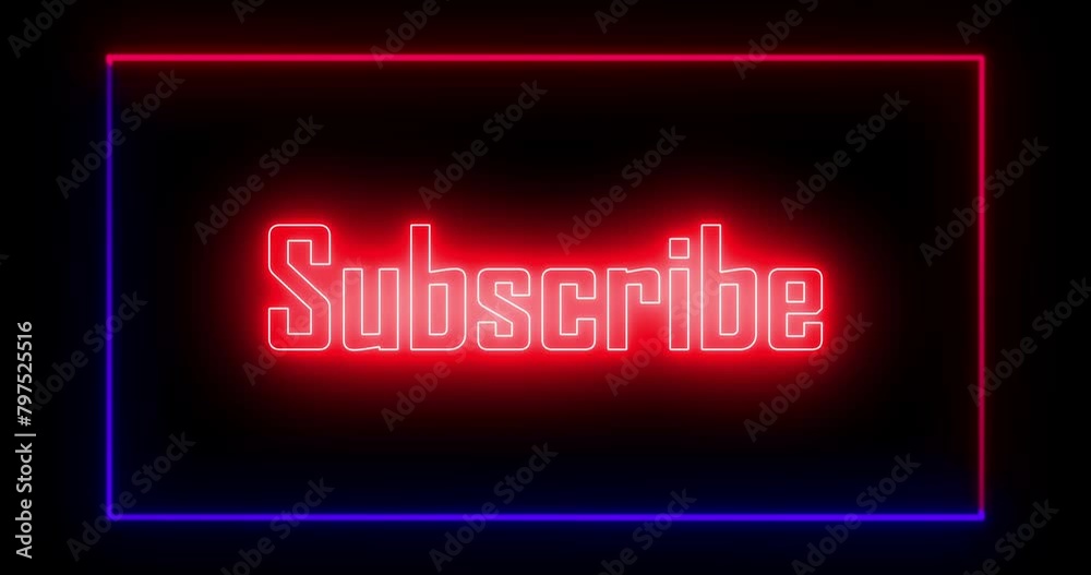 Live Streaming Overlay Subscribe text Animation On Air Neon Glow Sign ...