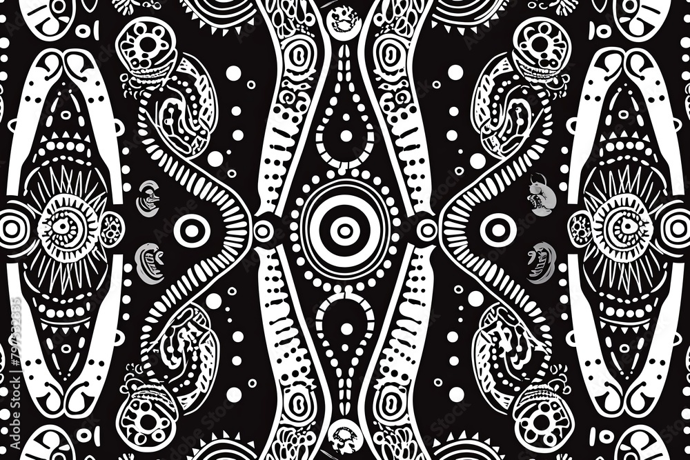 Aboriginal Ivory & Ebony: Indigenous Tattoo Pattern with Dot Painting ...