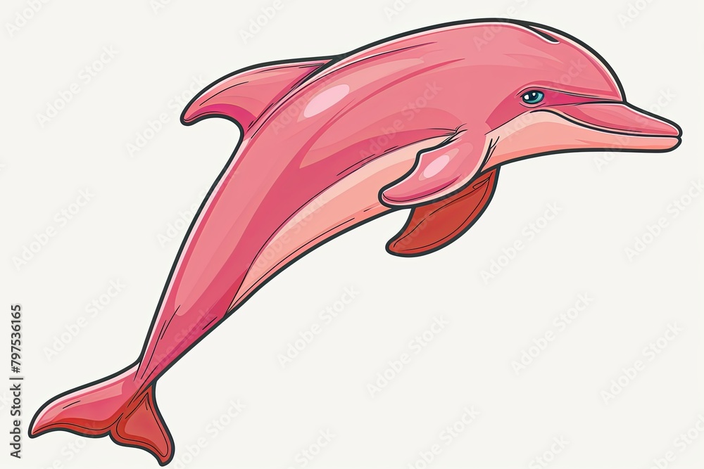 Cheerful Leap: Happy Pink Dolphin Cartoon Illustration for Educational ...