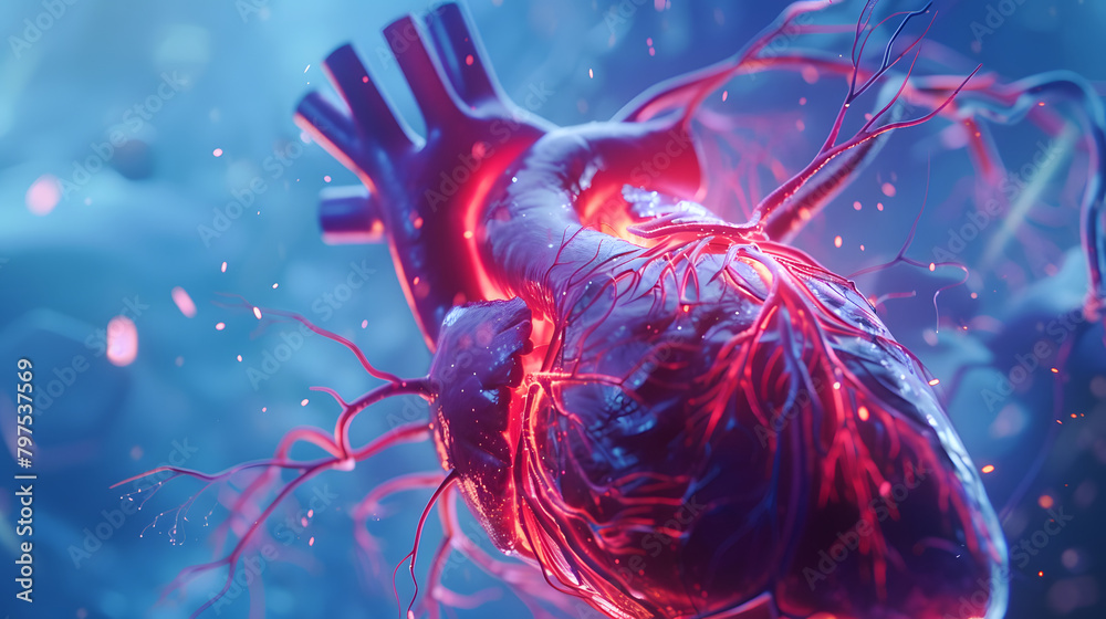 A visual representation of the human heart and some vessel in an ...