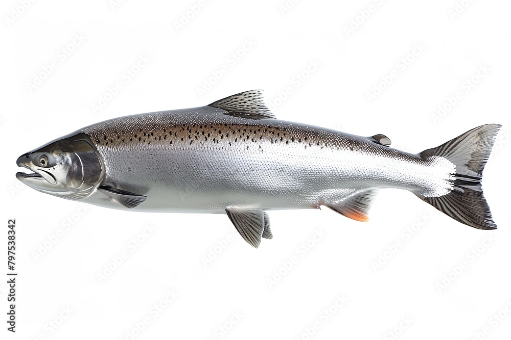 Atlantic Salmon Side Profile Isolated on White: High-Resolution ...