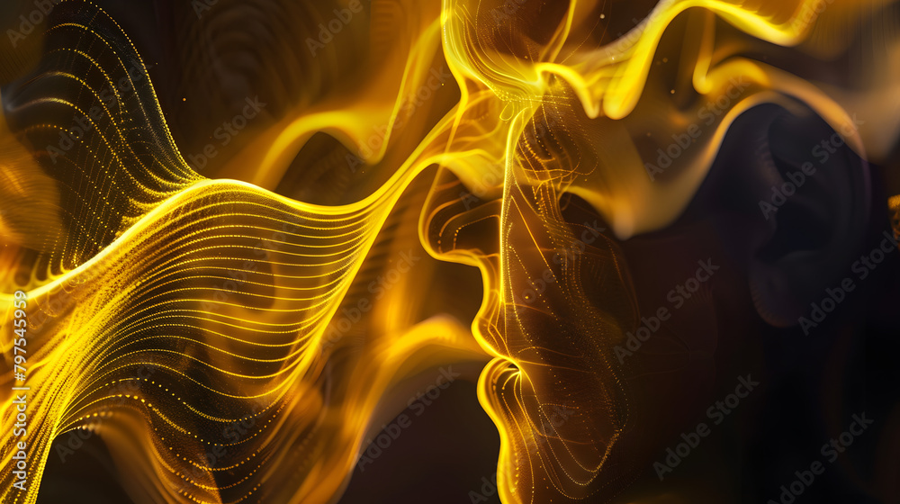 Abstract background with a yellow wave pattern representing sound waves ...