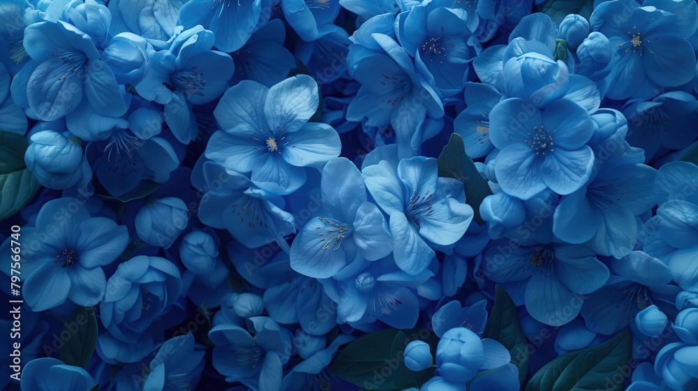 Serene symphony: a cluster of azure blooms. A cluster of vibrant blue ...