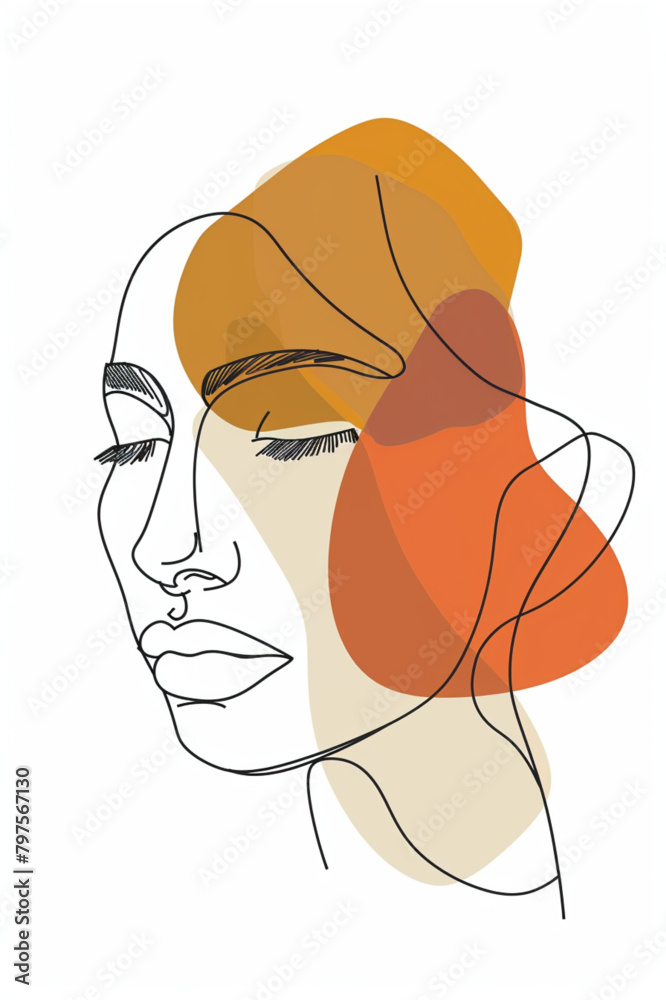 Abstract Woman face one continuous line drawing. Modern elegance female ...