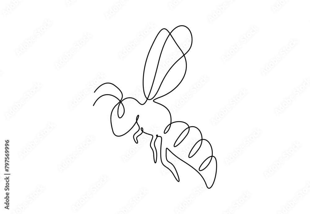 Honey bee continuous one line drawing vector illustration Stock Vector ...