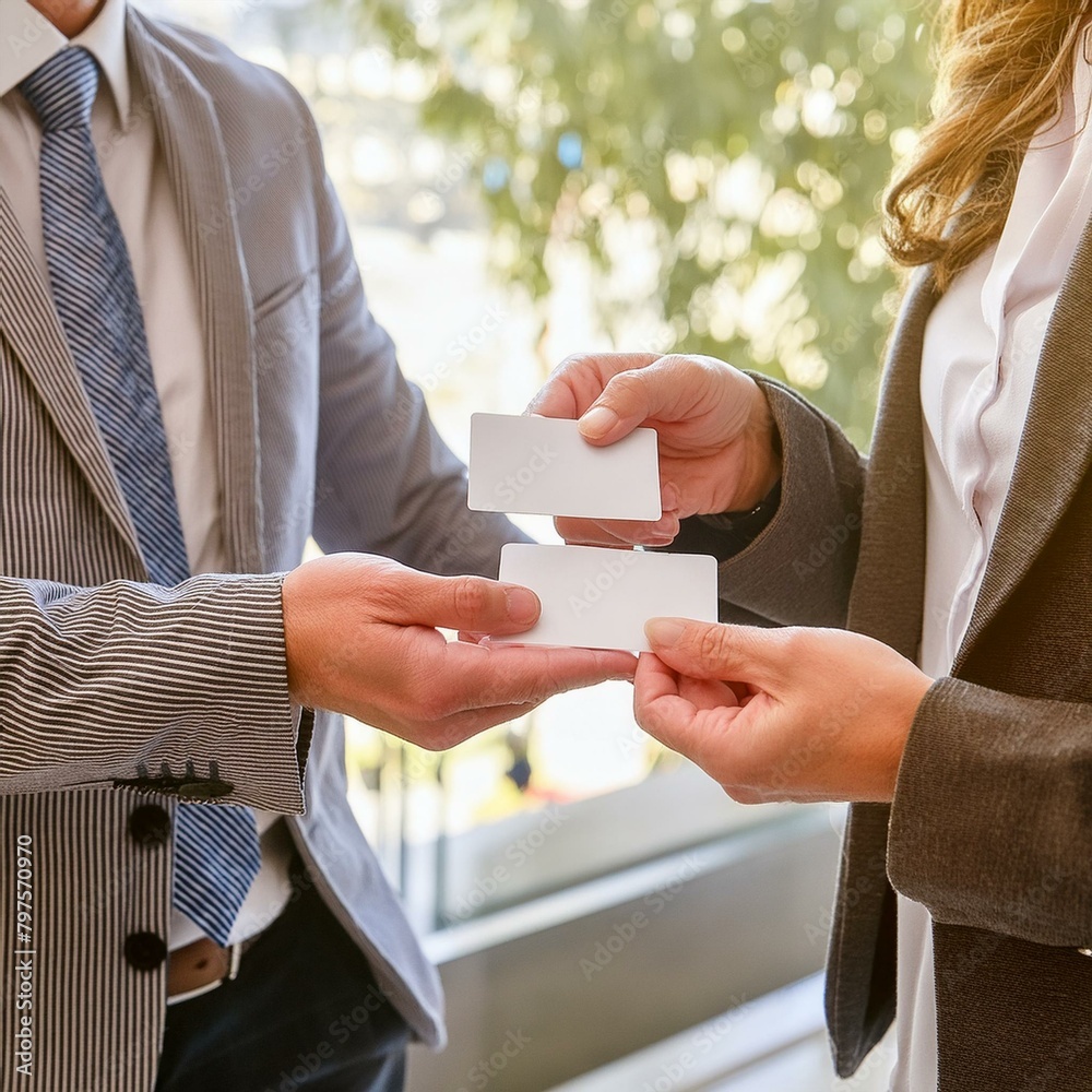 Business Card Exchange Expanding Professional Connections Closeup of ...
