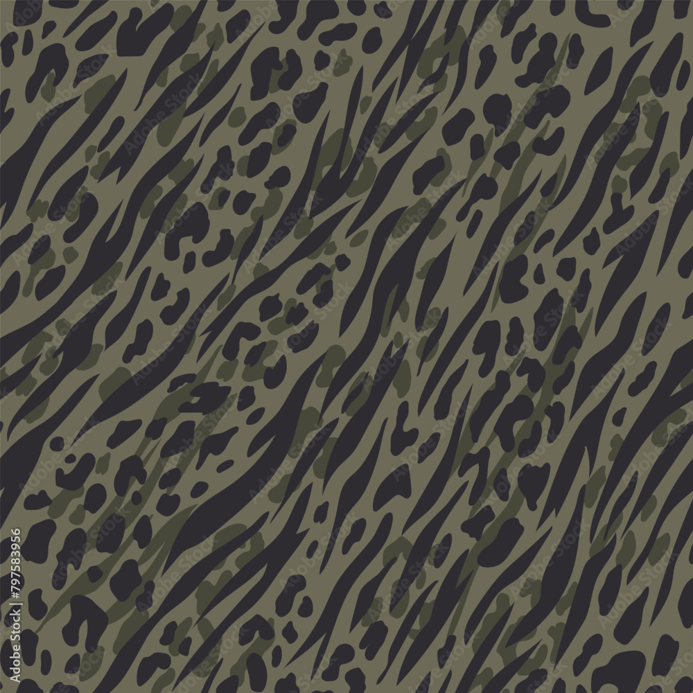Animal skin seamless pattern. Random abstract shapes, wildcat and zebra ...