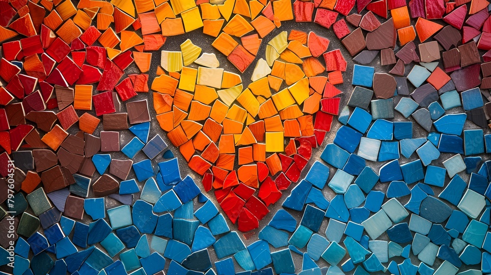 Mosaic Hearts Made up of Tiny Colorful Tiles, Mosaic hearts, tiny ...