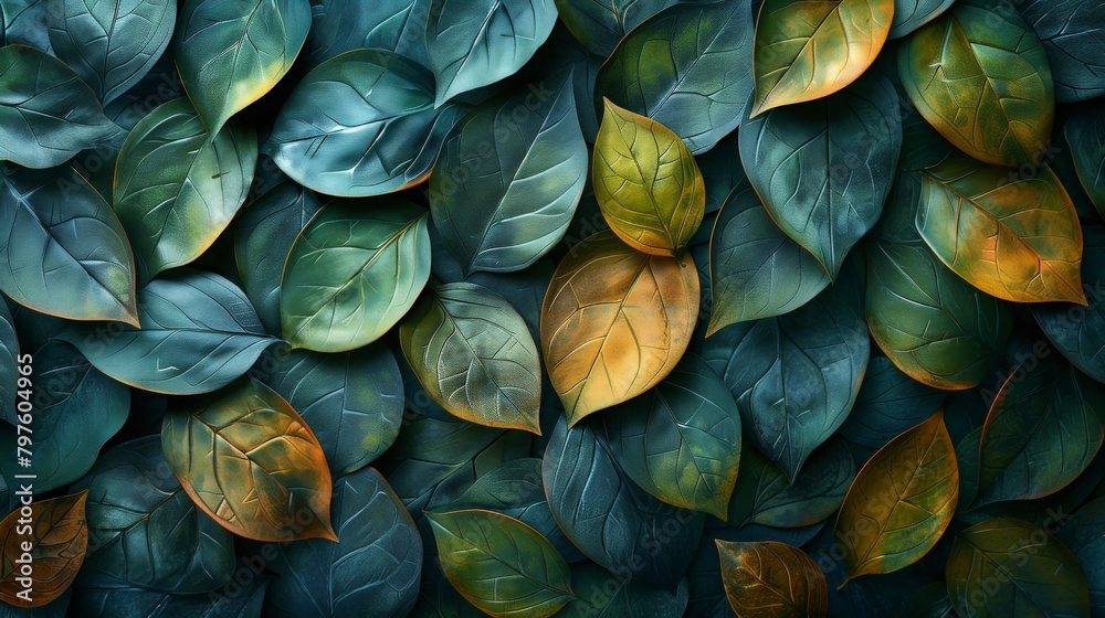 Nature-inspired geometric patterns in shades of leafy green, evoking a ...