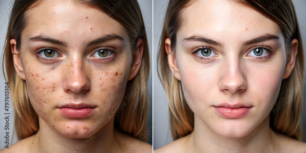 Acne Transformation: Before and After Stock Photo | Adobe Stock