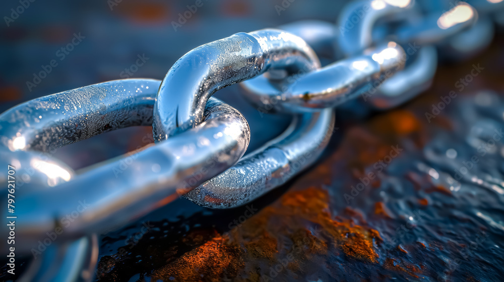 Silver chain, symbol of strong unbreakable bonds Stock Photo | Adobe Stock