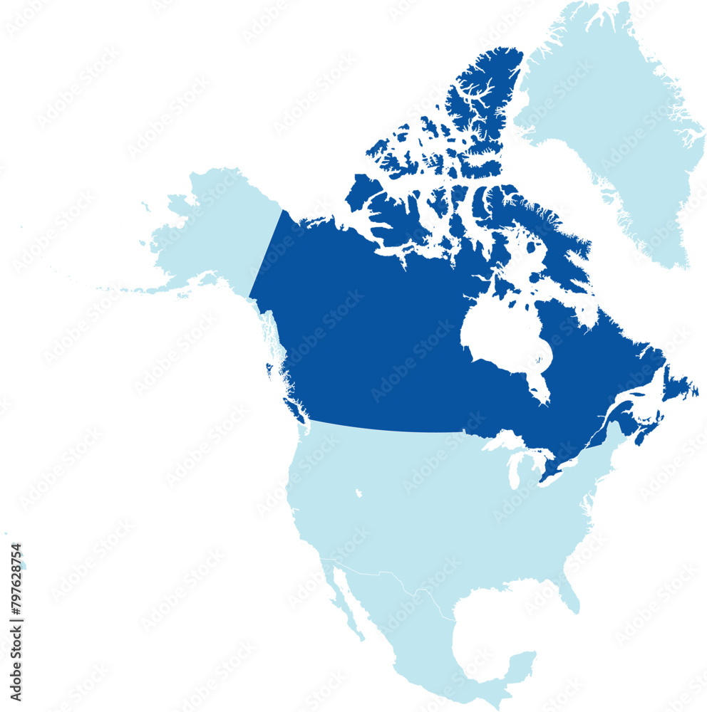 Dark blue detailed blank political map of CANADA on transparent ...