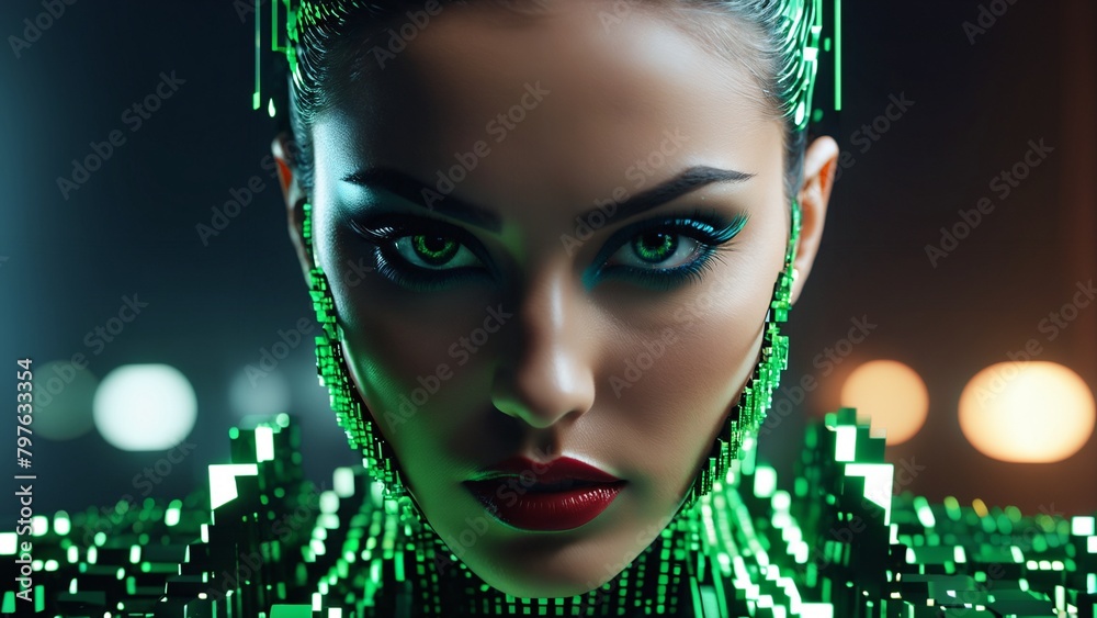 A digital glitch art masterpiece depicting the destructive and ...