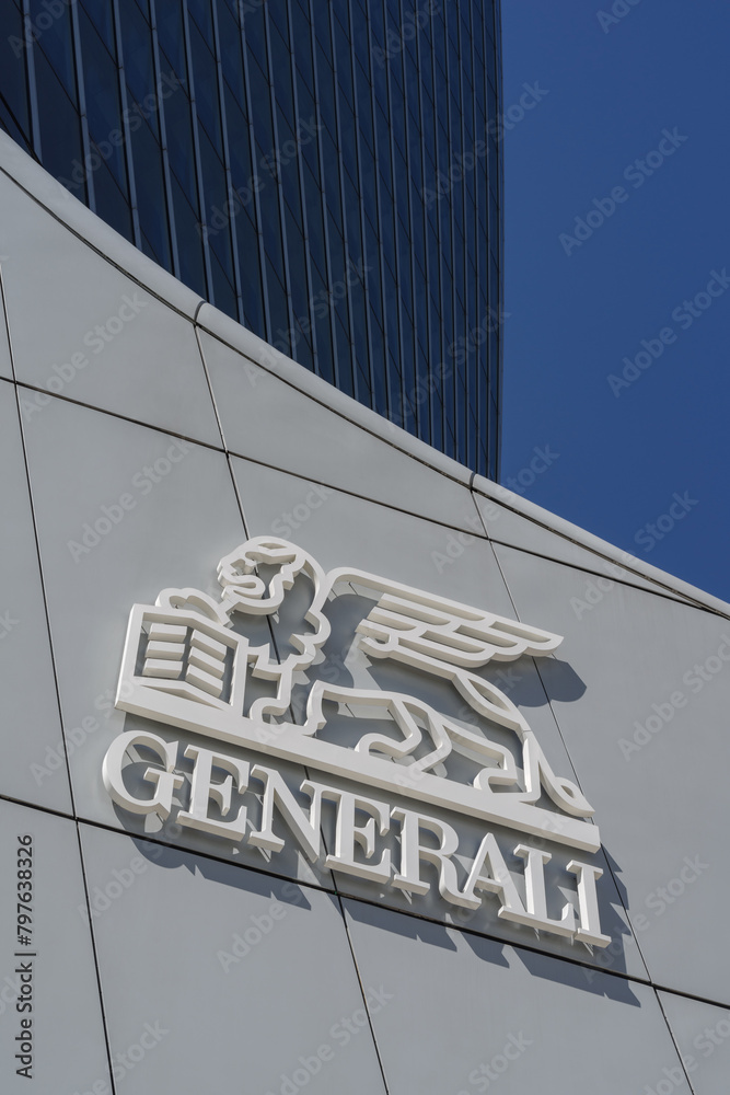 Logo of the Italian insurance company Assicurazioni Generali at the ...