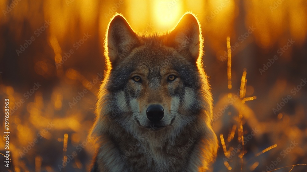 dreamcore, a wolf in the woods, a stunning animal, and the first light ...