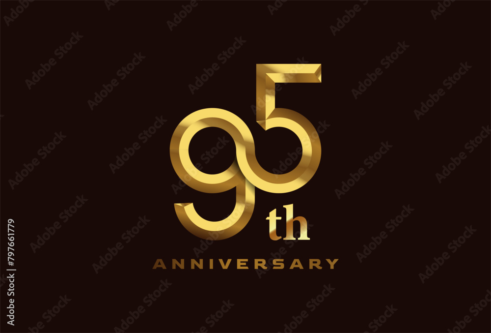 Golden 95 year anniversary celebration logo, Number 95 forming infinity ...