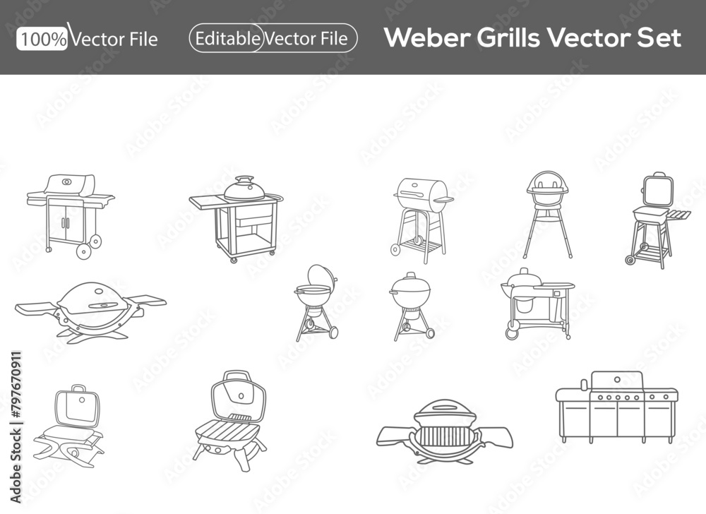 Vetor de Weber grills line art illustration free svg file. Weber grills ...