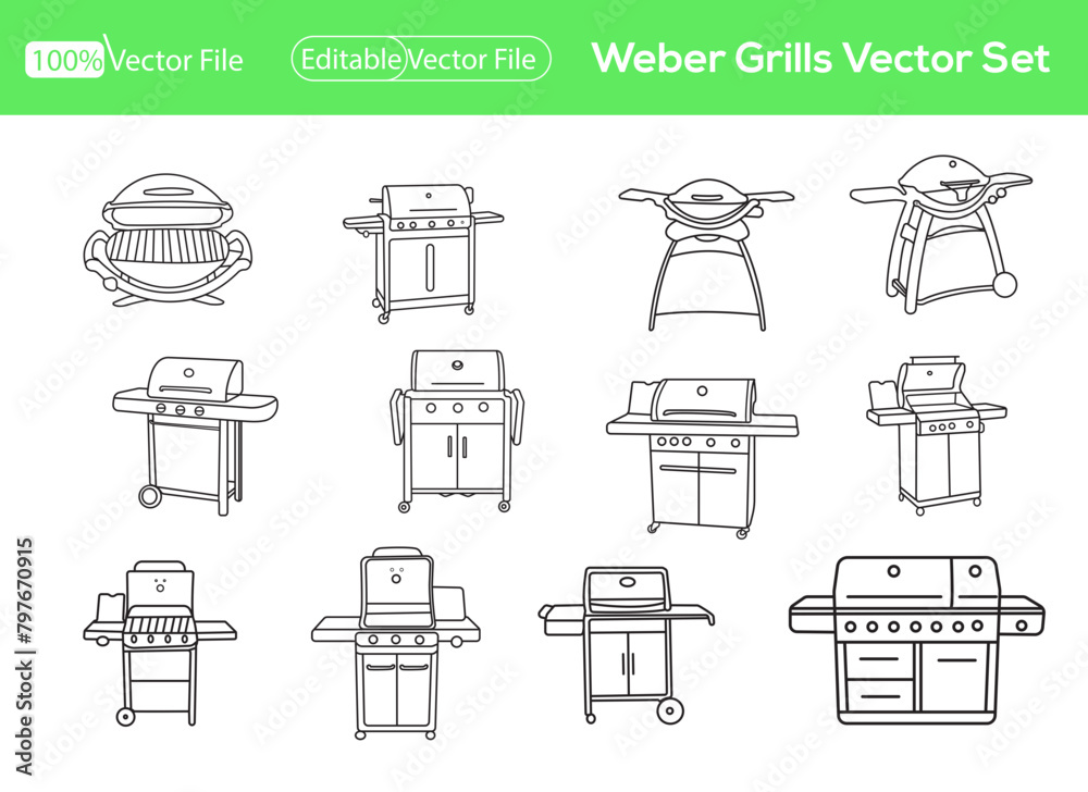 Weber grills vector. Weber grills line art illustration free svg file ...