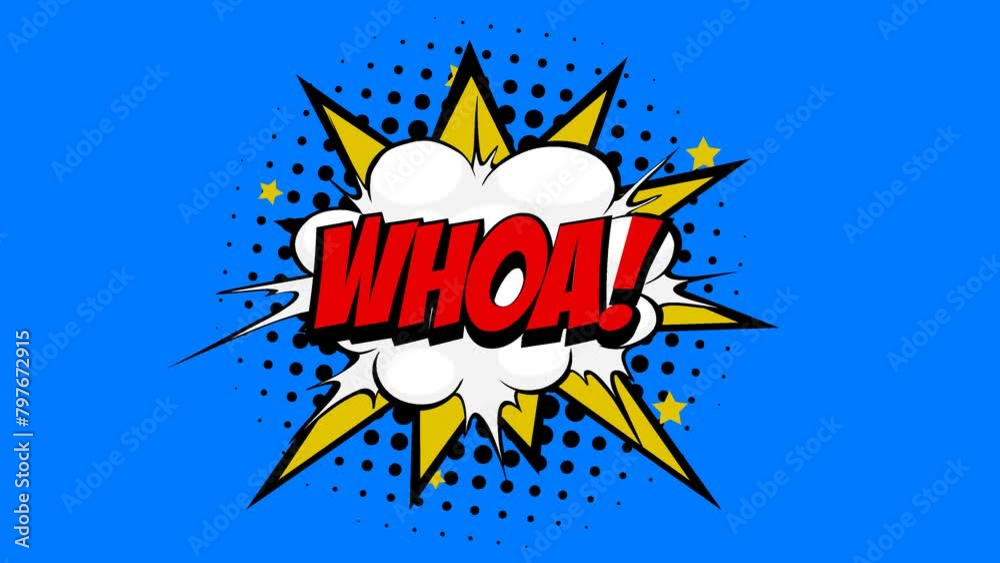 WHOA! Word in Red-colored Text in Cartoon Comic Bubbles with Explosive ...