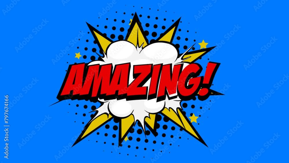 Amazing! Word in Red-colored Text in Cartoon Comic Bubbles with ...