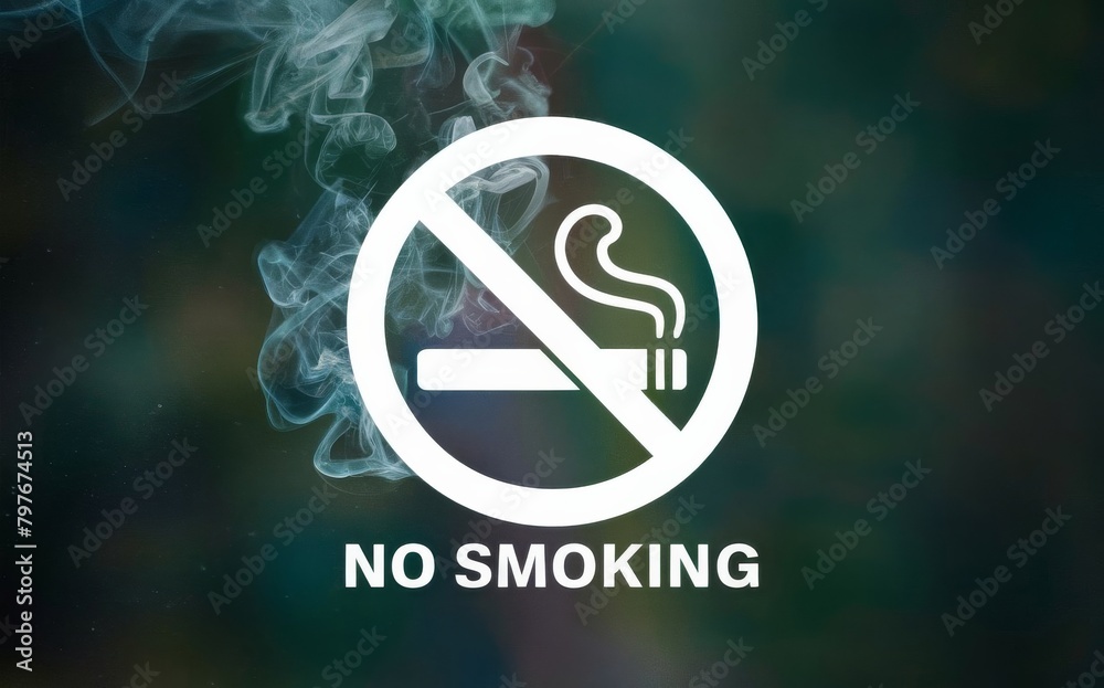 No Smoking Sign with Text Warning and Colorful Backdrop Obscured by ...