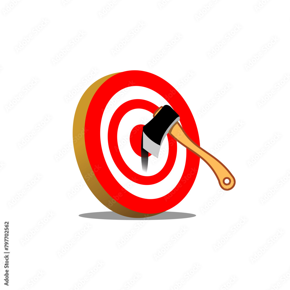 axe target vector illustration. axe throw in the right target. market goal and customer target ...