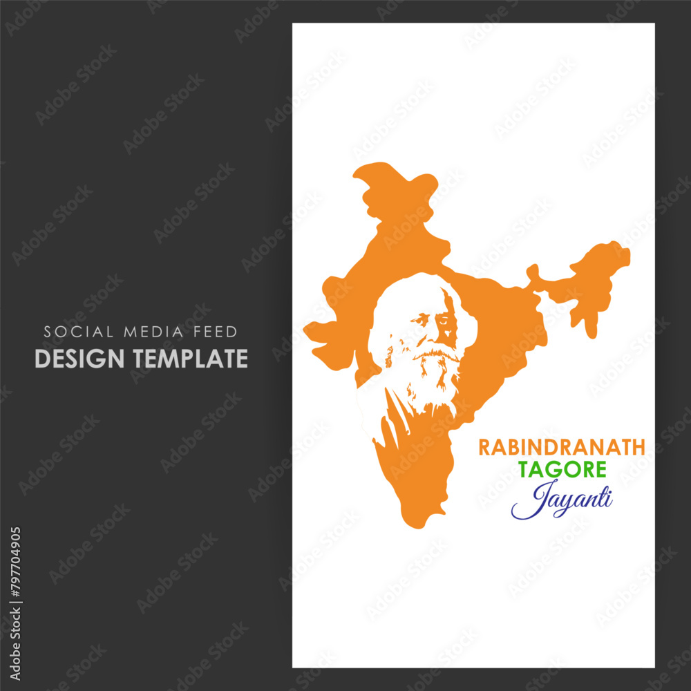 Vector illustration of Guru Rabindranath Jayanti social media feed ...