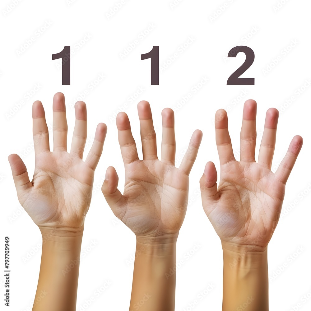 hands counting number five, Isolated hand gestures and signals from ...