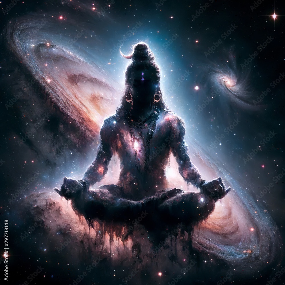 Realistic Illustration of hindu God Mahadev Meditation, Har Har mahadev ...