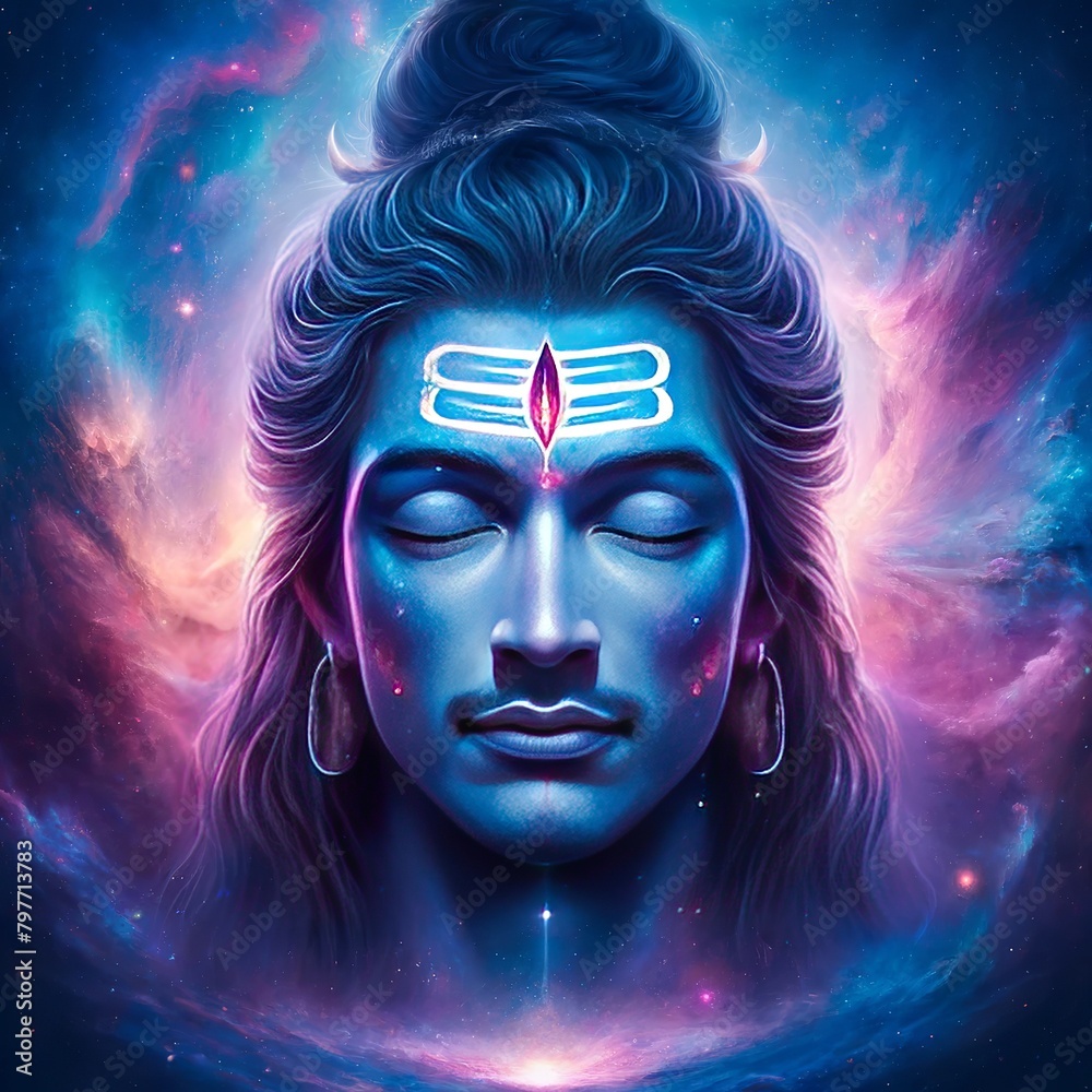 Realistic Illustration of hindu God Mahadev Meditation, Har Har mahadev ...