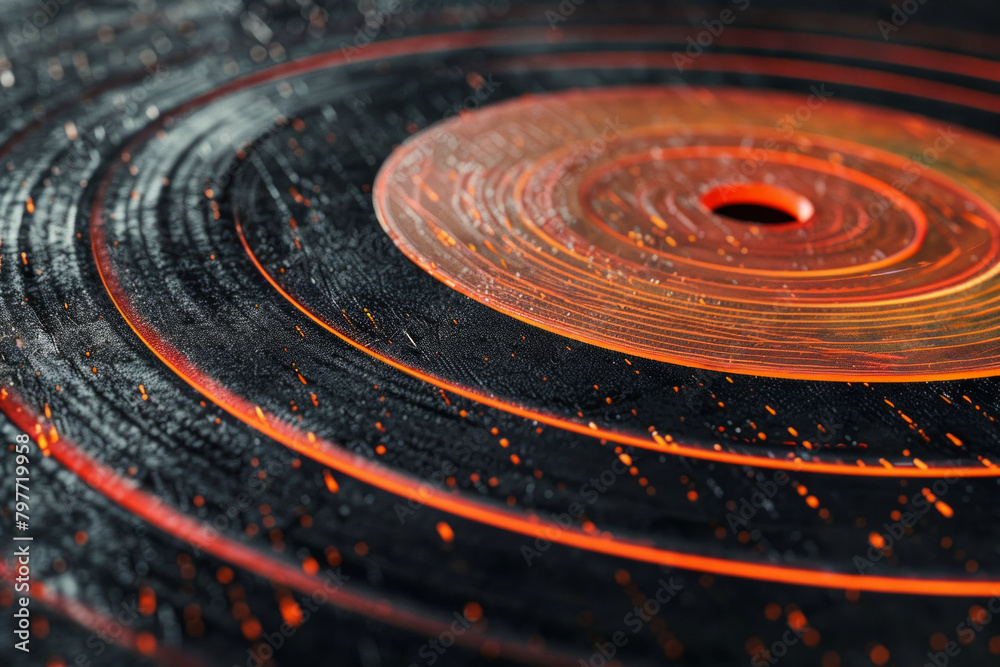 Textured surface of a vinyl record, featuring grooves and concentric ...