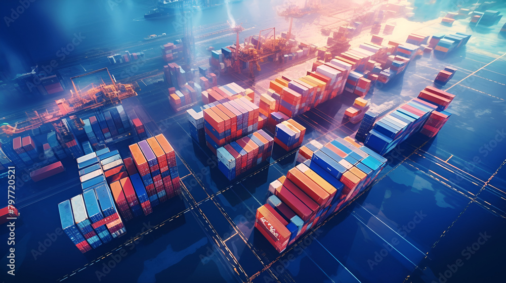 Containers yard in port ,Container Terminal Container yard Stock ...