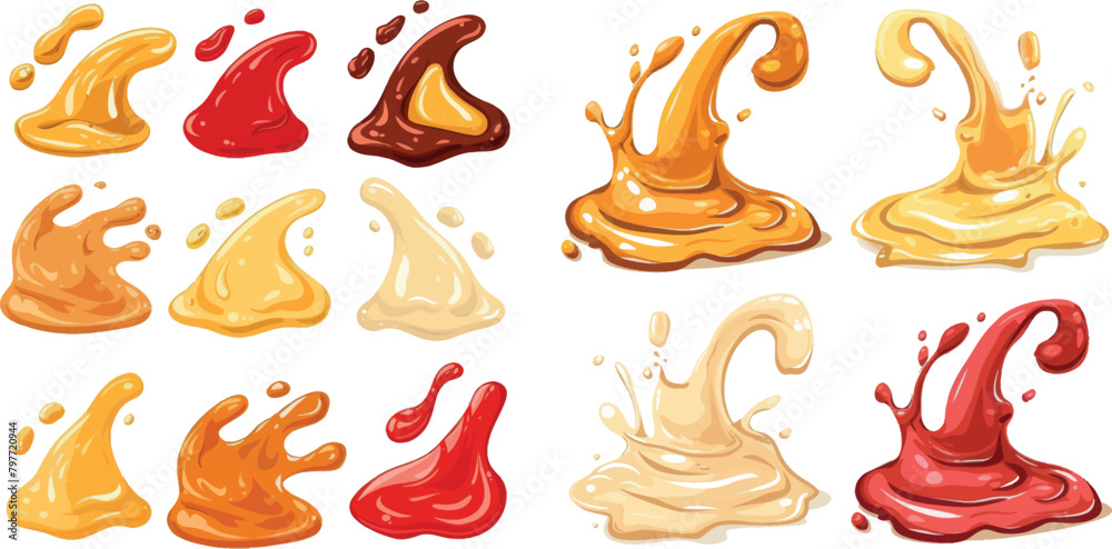 Cartoon sauce stains. Mayonnaise stain sauce splash american ketchup ...