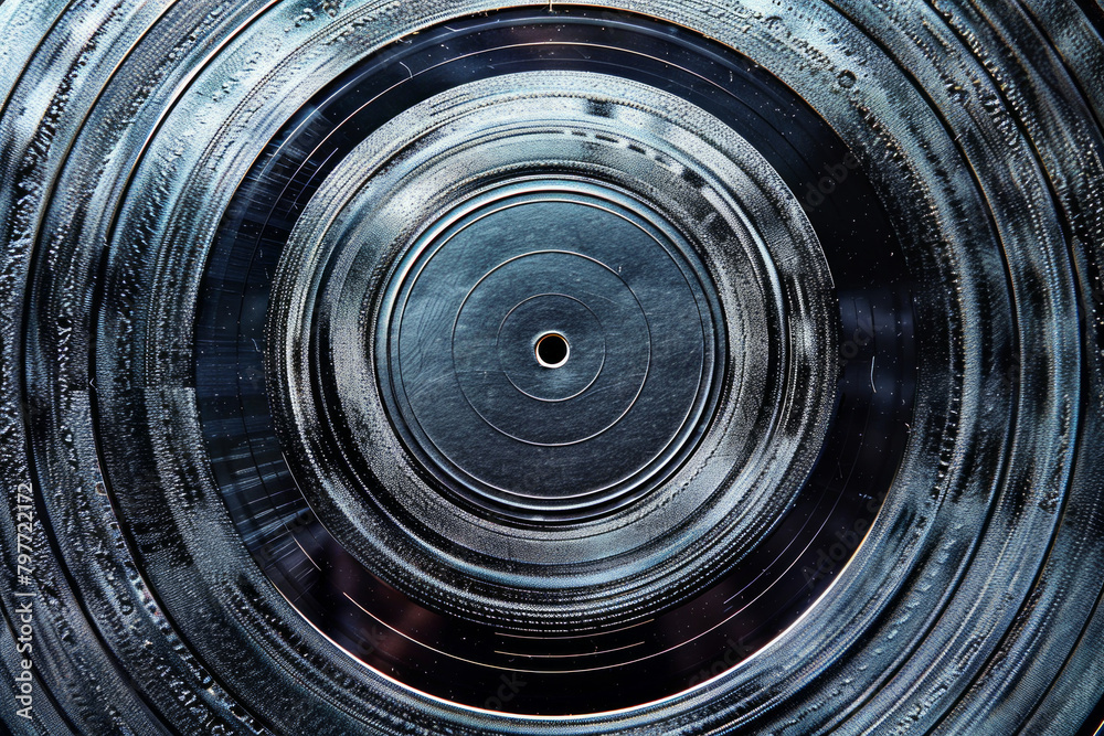 Textured surface of a vinyl record, featuring grooves and concentric ...