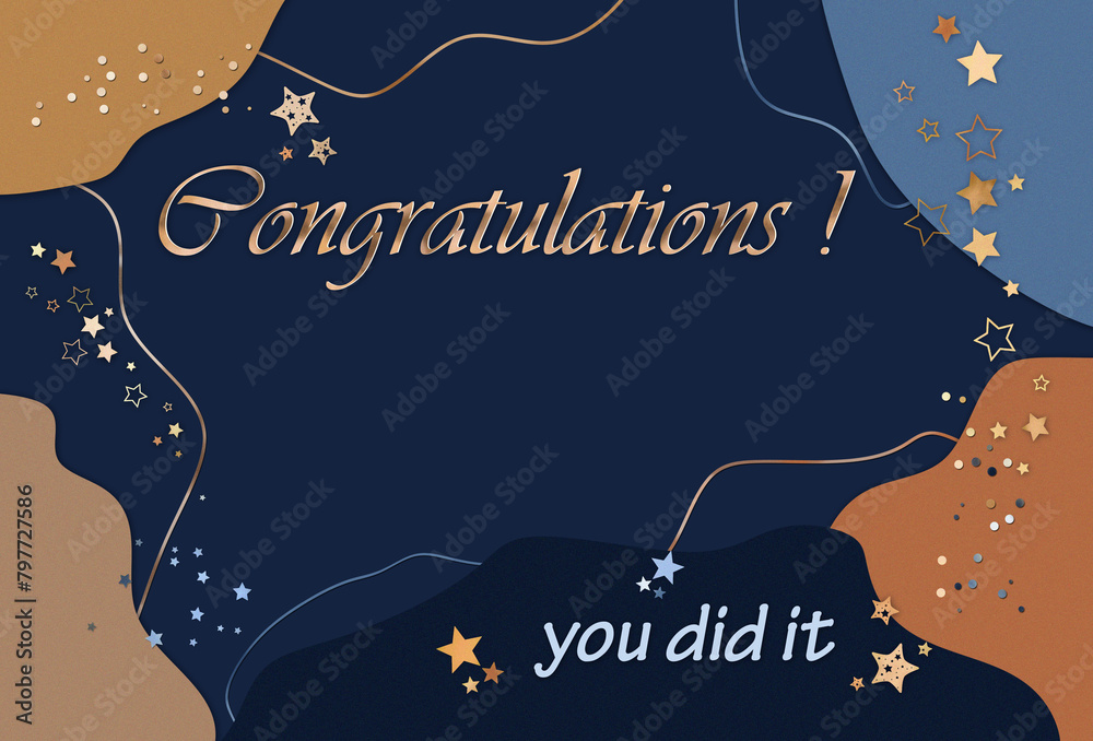 Congratulations " you did it" in navy blue-copper colors greeting or ...