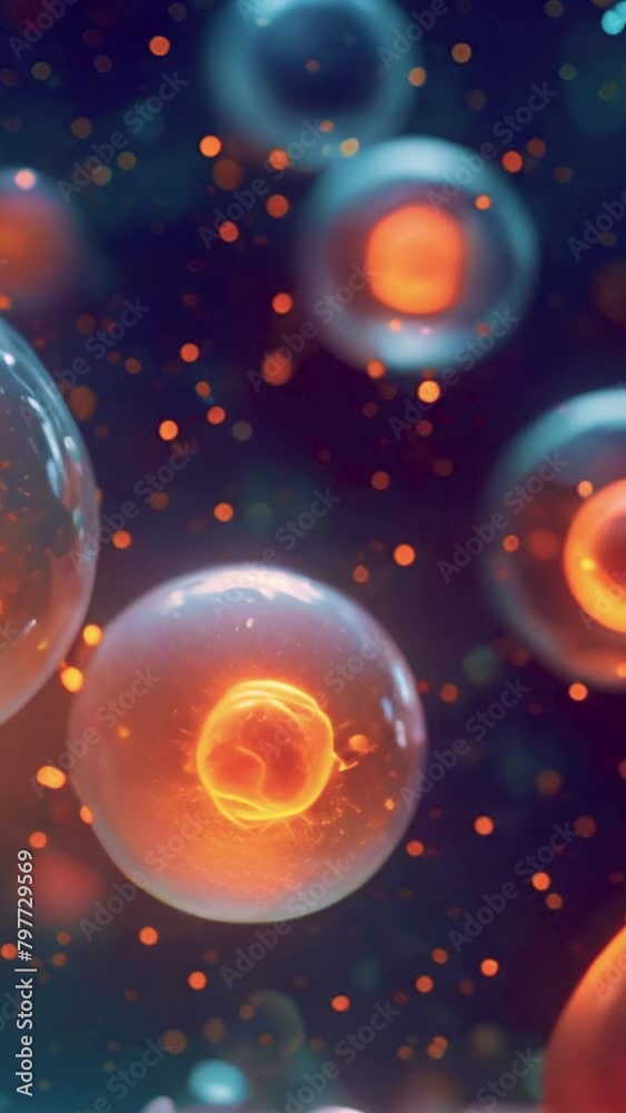 Vertical 3D Animation of Cell division under a microscope. Dividing and ...