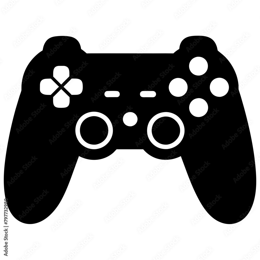 Gaming controller Silhouette vector illustration isolated white ...