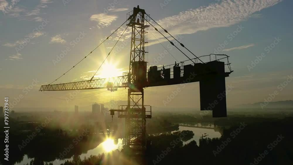Vidéo Stock Construction Work On The Tower Crane Machine To Built Tall ...