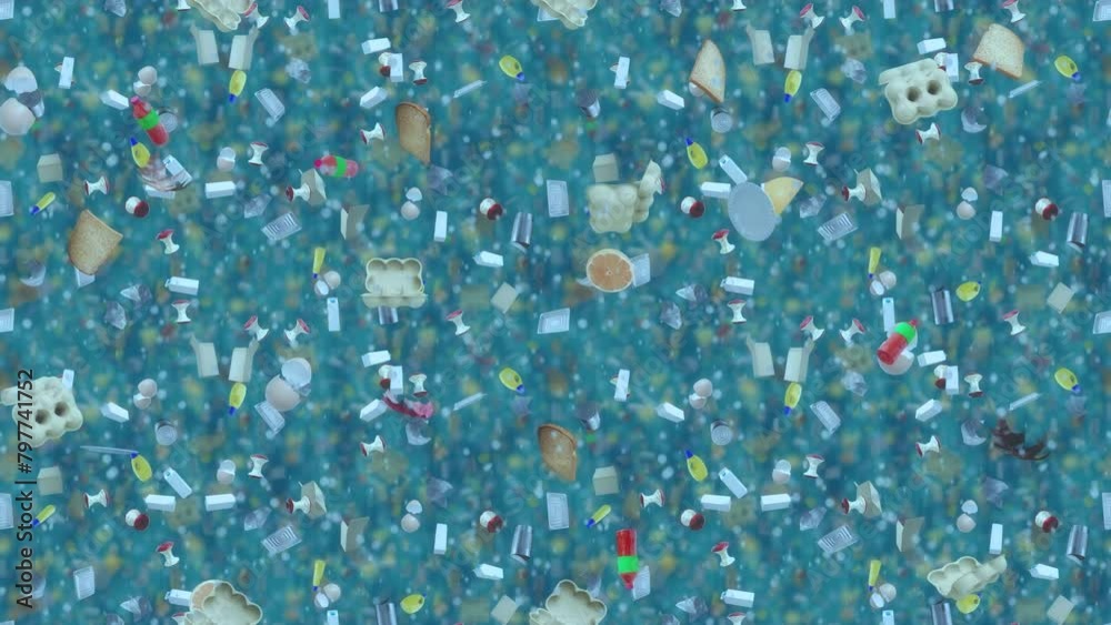 Vidéo Stock Recycling ecology sea waste loop tile background sinking ...