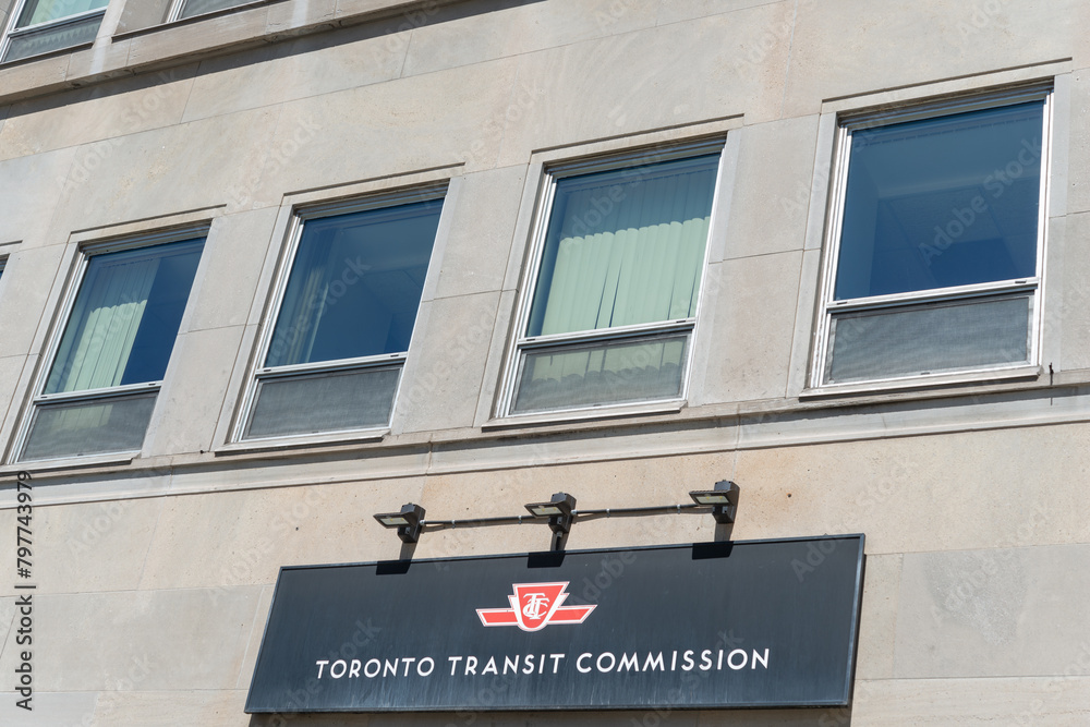 exterior building facade windows and sign of Toronto Transit Commission ...