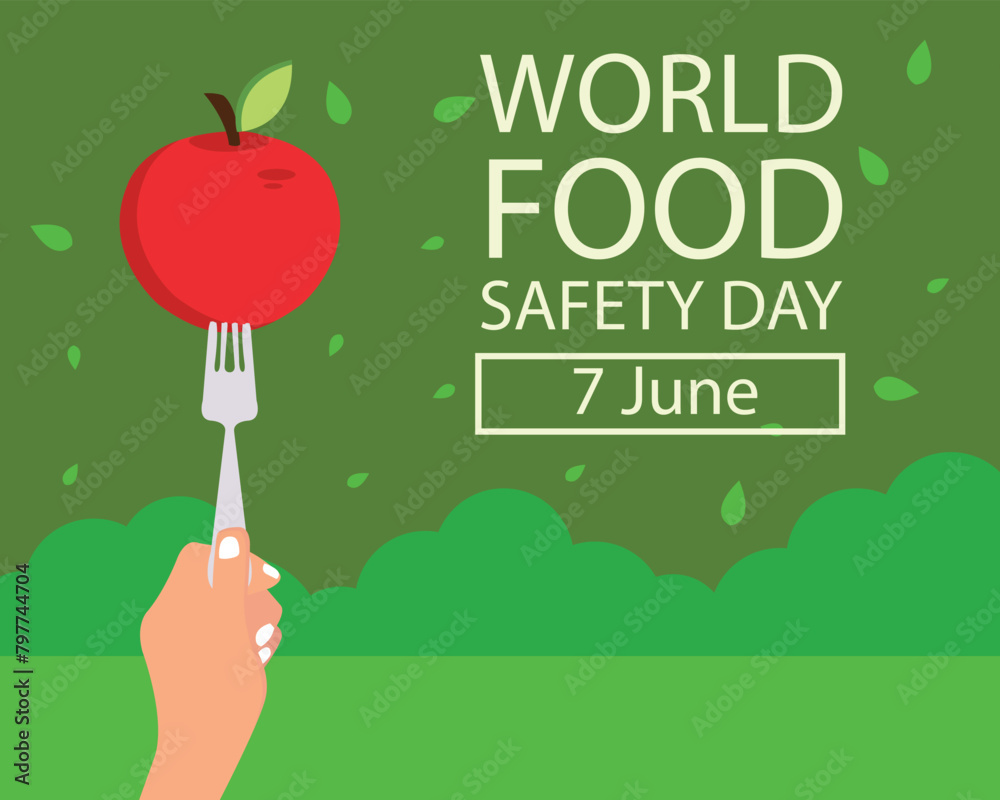 illustration vector graphic of hand stabbing apple with fork, perfect ...